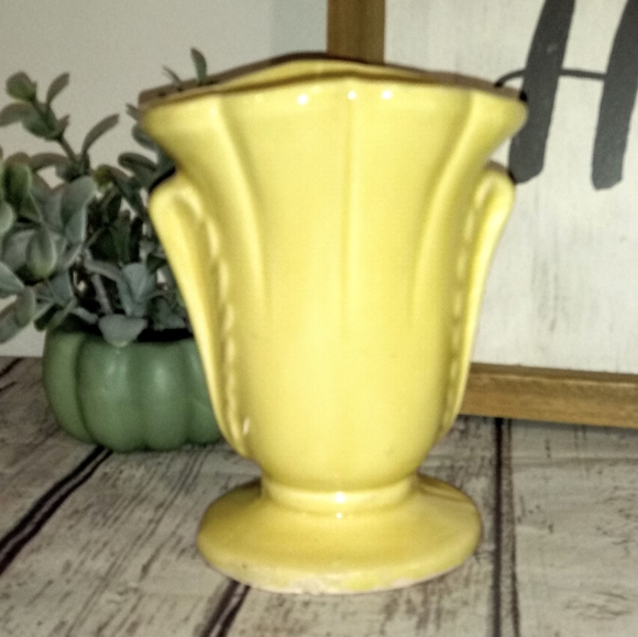 Vintage | Accents | Vintage Buttery Yellow Ceramic Decorative Vase ...